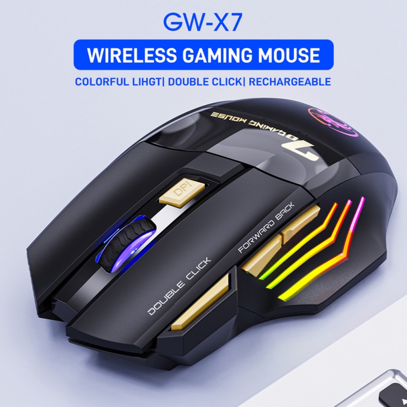 2.4GHz Rechargeable RGB Wireless Mouse 7 Buttons for Computer Gamer PC ...