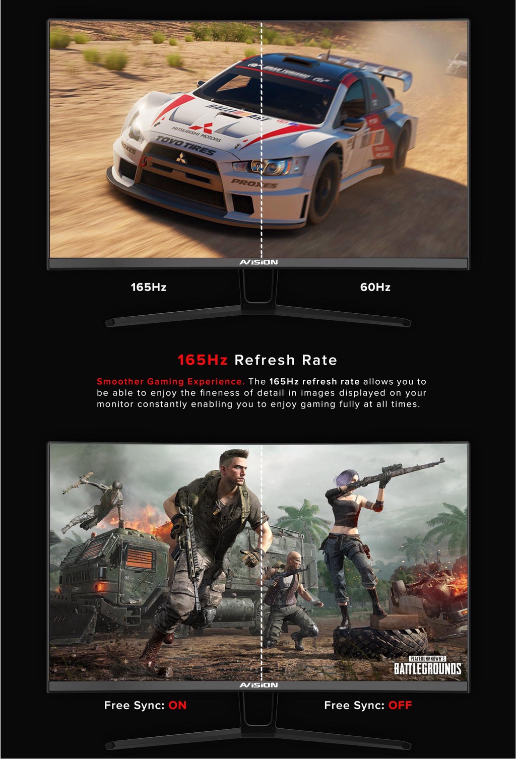 Avision 27inch 165Hz 1920x1080 16:9 (MPRT 1ms) Full HD Curved 1500R ...