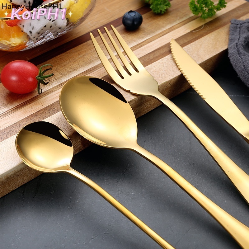 Cutlery Korean Style Flatware Stainless Steel Dining Spoon Fork Korean ...