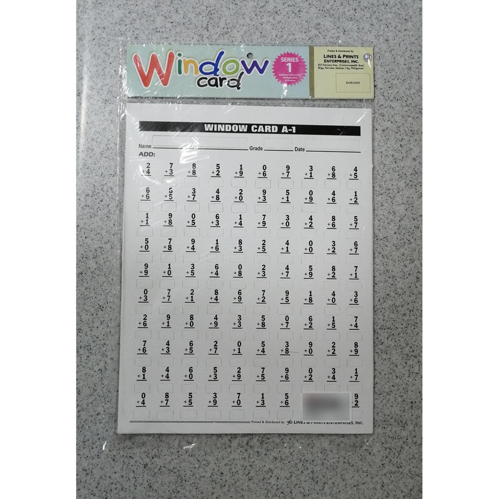 Math Window Card Series 1 (Addition Subtraction Multiplication ...