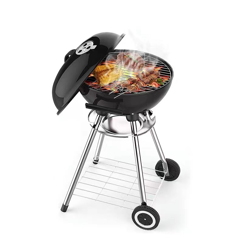 Portable Outdoor BBQ Grill 17 Inch Round Charcoal Grill Outdoor Camping ...
