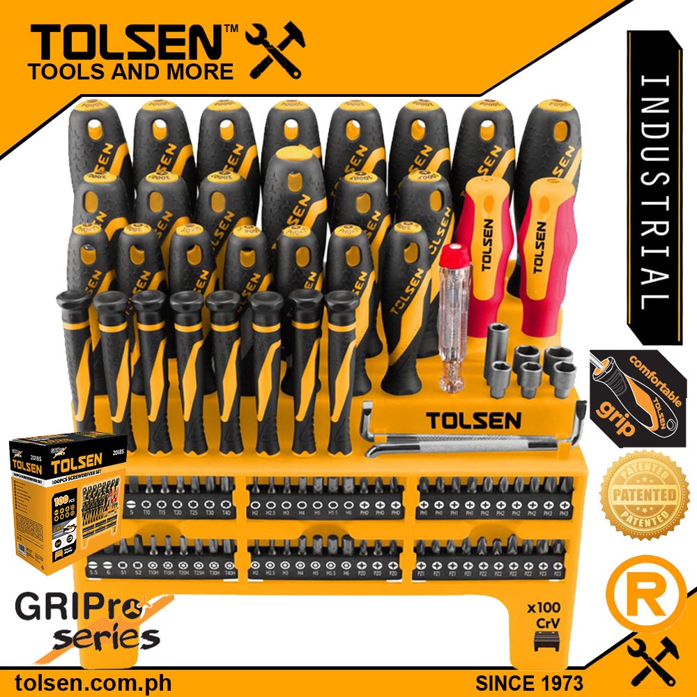Tolsen 100PCS Magnetic Screwdriver Set w/ Precision, Screw Bit, VDE ...