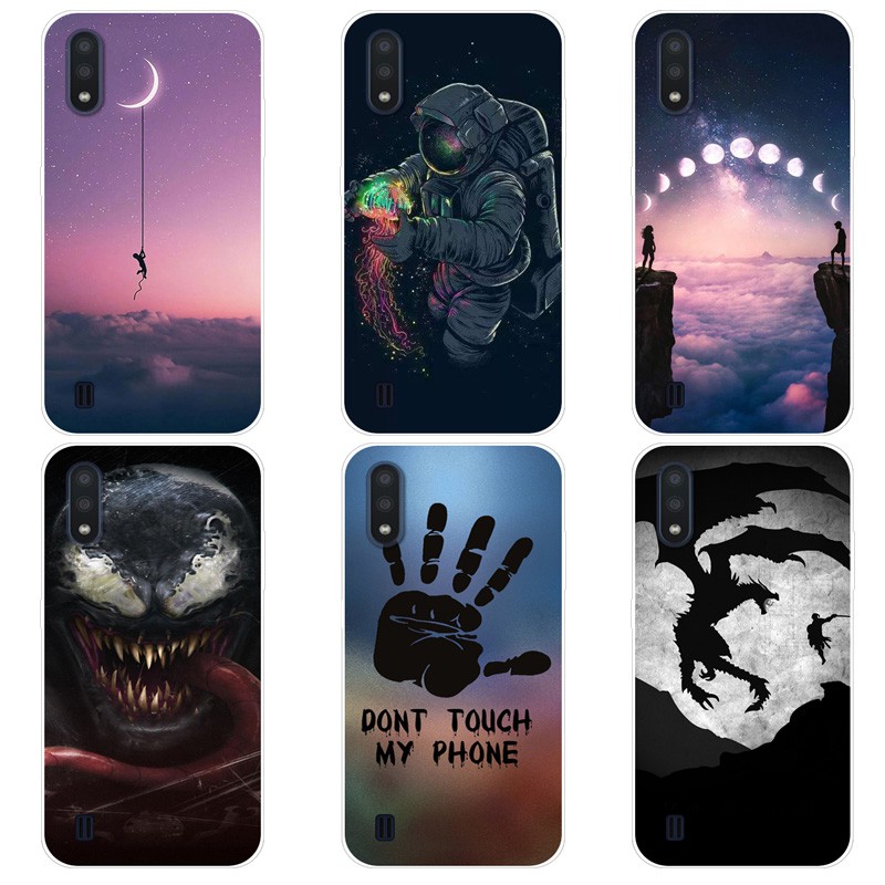 Samsung Galaxy A01 Case Clear Cartoon Printed Silicone TPU Soft Mobile ...
