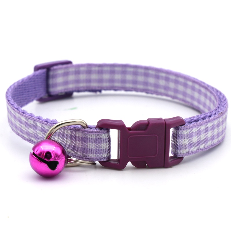 Pet Collar Dog Cat collar Pet cute grid pattern bell collar pet ...