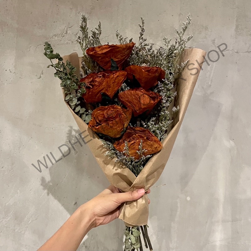 Fossilized Rose Dried Bouquet (3 stems or 6 stems) | Shopee Philippines