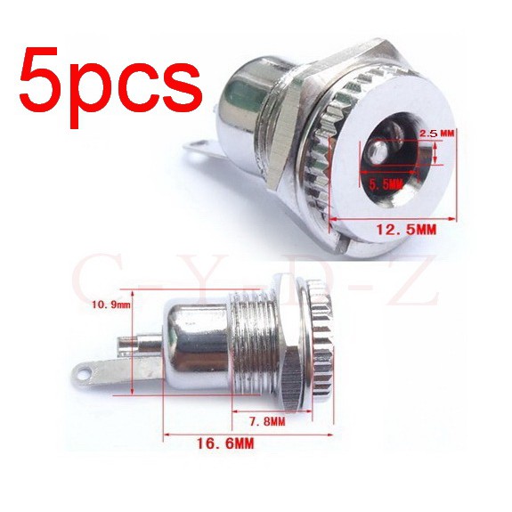 5pcs High quality Copper 5.5mm x 2.5mm Female DC Socket JACK Power Plug ...