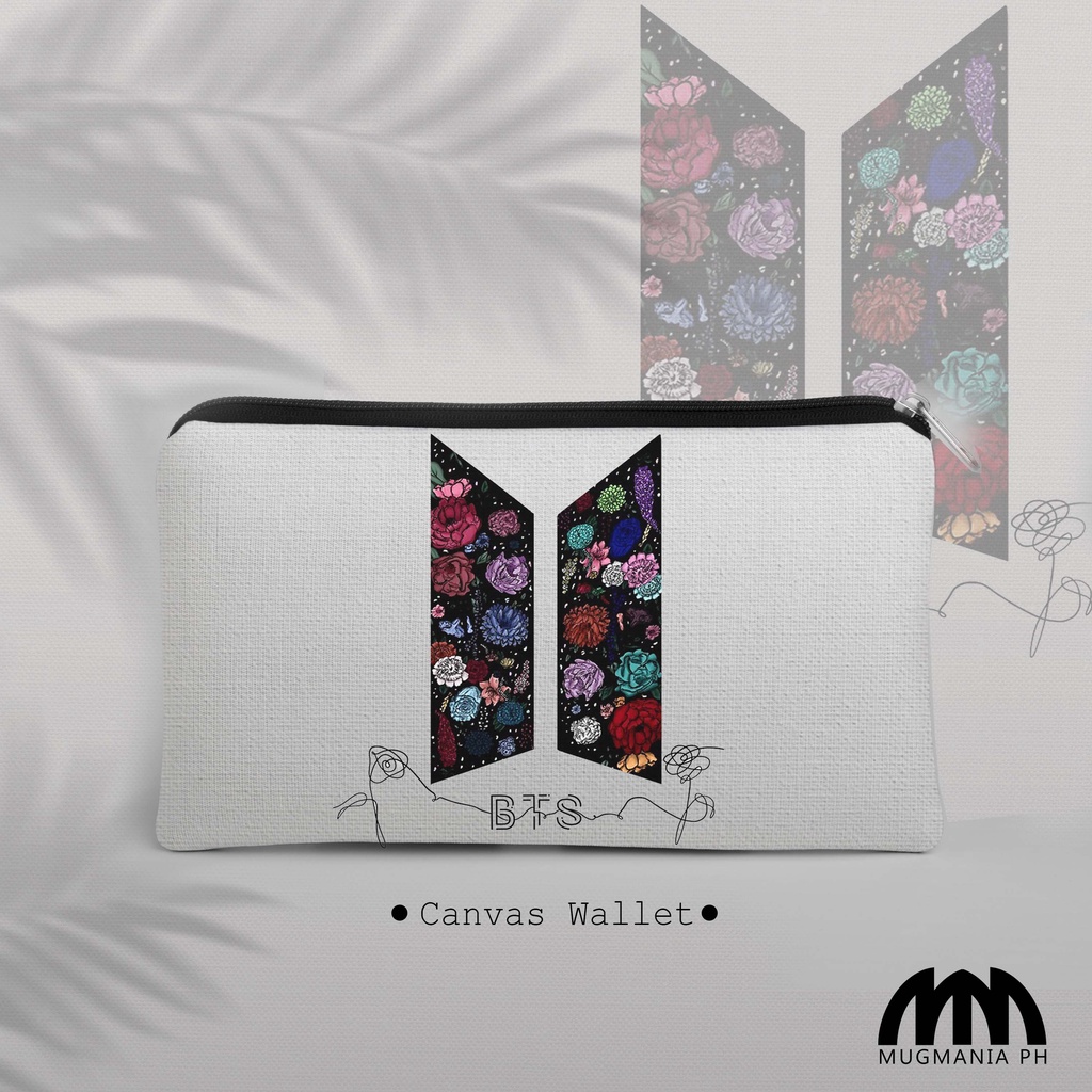 KPOP Canvas Wallet - Mugmania -KPOP Logo with Flowers Canvas Wallet V2 ...