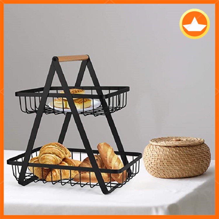Double Layer Fruit Basket Dining Table Display Fruit Stand Removable ...