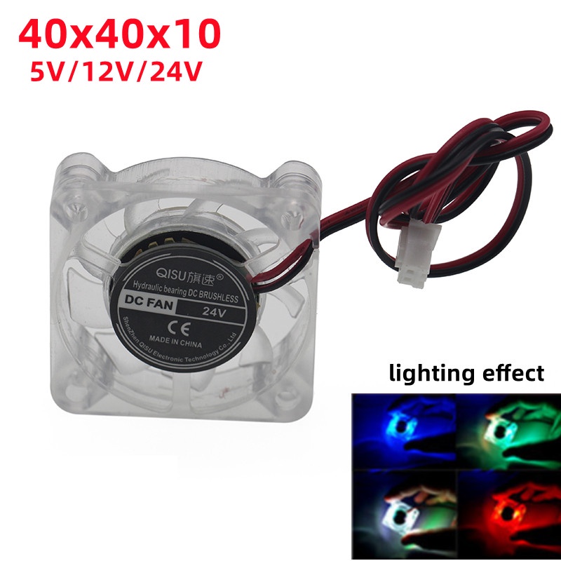 LED Miniature Light Effect Cooler 4010 5V 12V 24V Gamepad Cooling Transparent Fan | Shopee ...