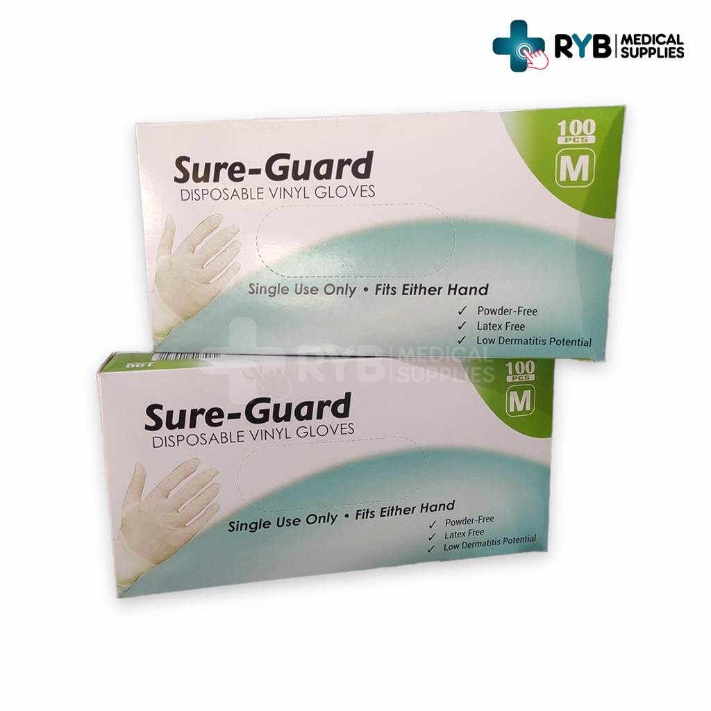 Sure-Guard Vinyl Disposable Gloves Powder Free (100 pcs/box) | Shopee ...