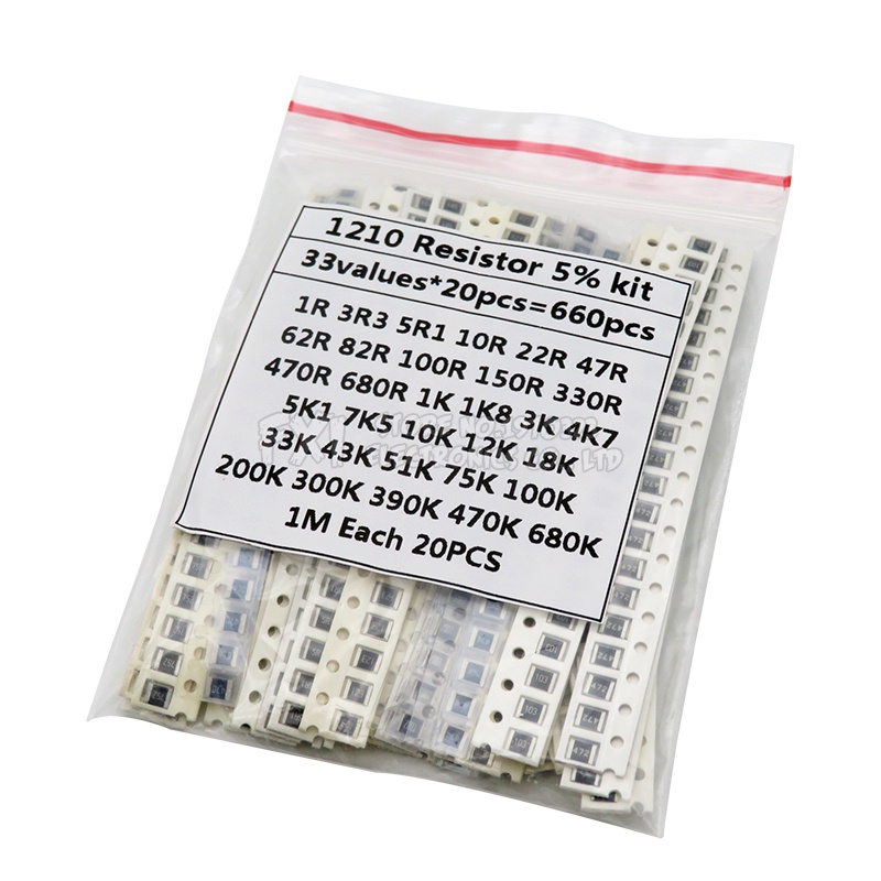 1210 SMD Resistor Kit Assorted Kit 1ohm-1M ohm hjxrhgal 5% 33valuesX ...