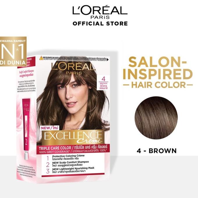L'oreal Paris Excellence Creme Hair Color 4 Brown Hair Dye | Shopee ...