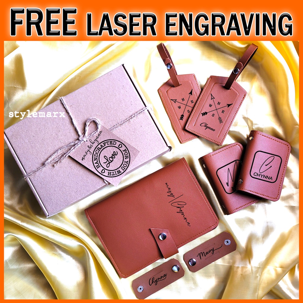 (Free Engrave) Personalized Leather Gift Box Set | Couple Edition ...