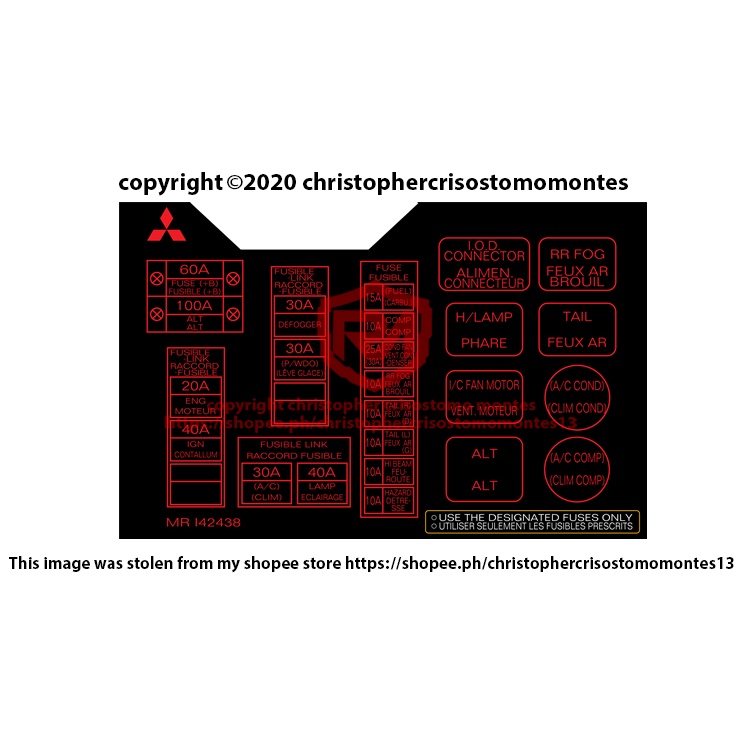 Fusebox Fuse box label diagram STICKER for Mitsubishi Pajero / FM ...