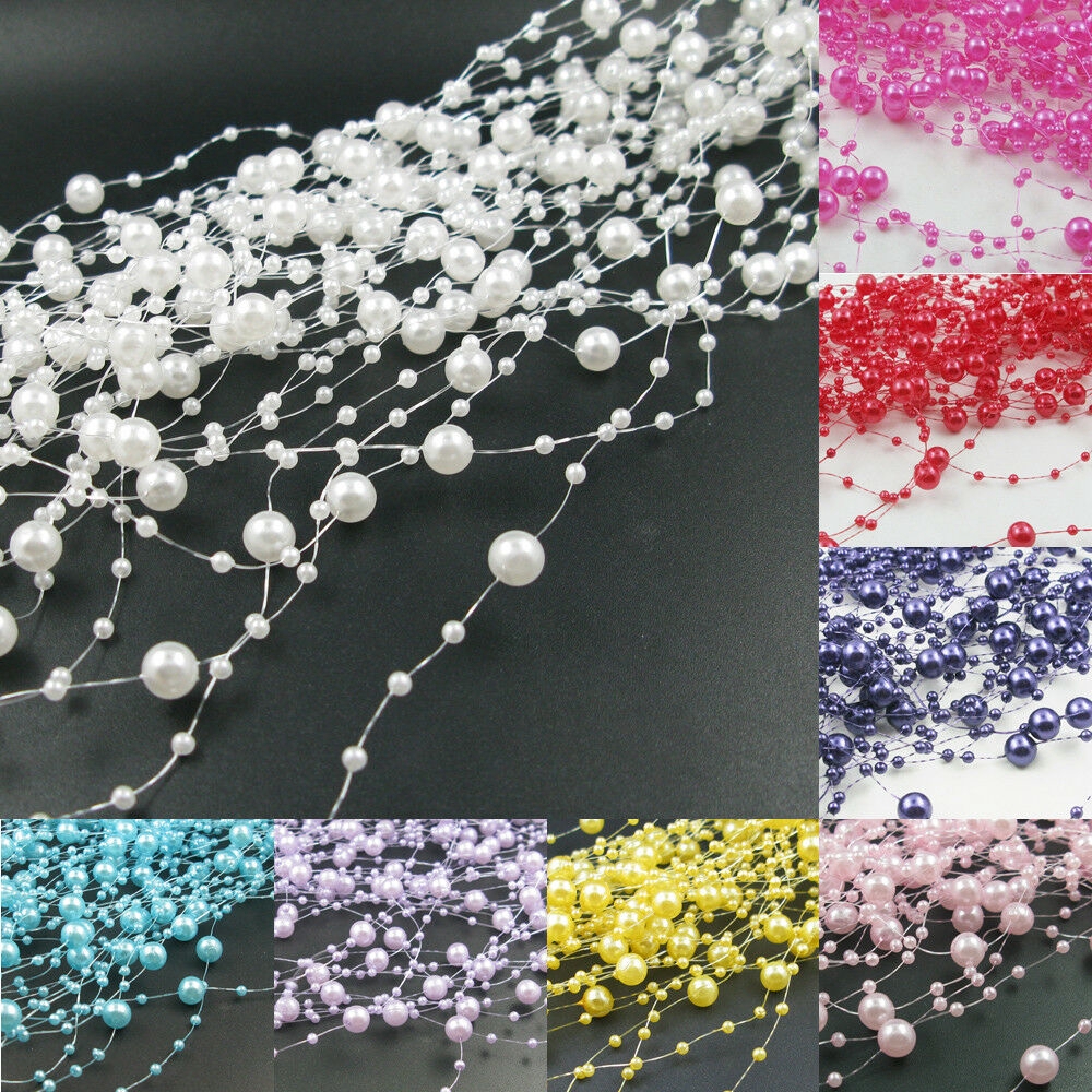 5M Fishing Line Pearls Chain Pearl Beads Chain Flower Garland Wedding ...