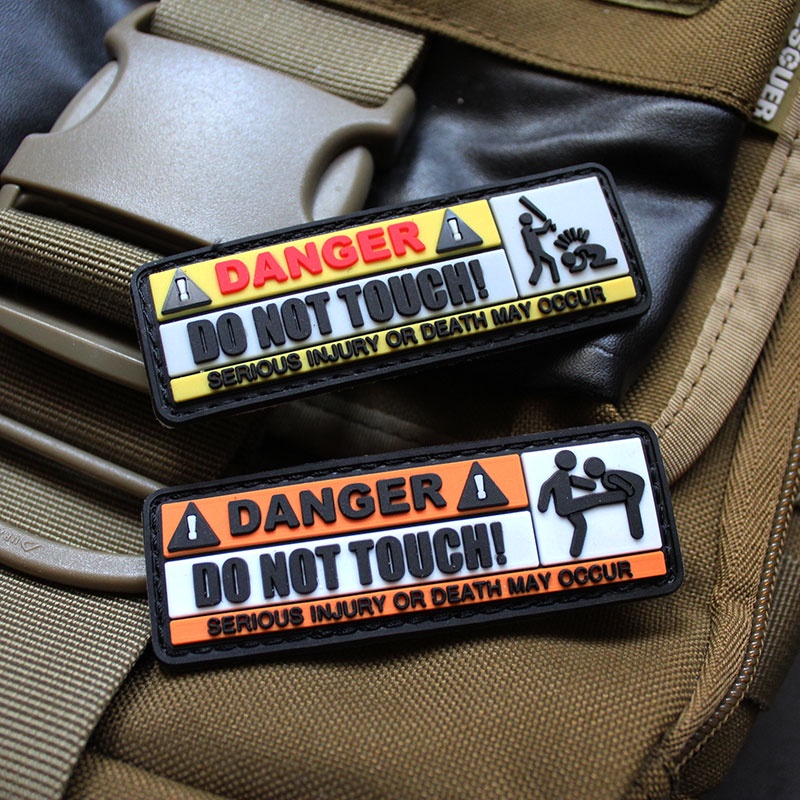 【Customized 】WARNING DANGER HAZARD "DO NOT TOUCH SEVERE CONSEQUENCES Long PVC Morale Badge 3D ...