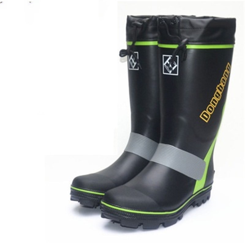 Men's Rain Boots Outdoor Keep Warm Plush Rubber Steel Sole Booties Mid ...
