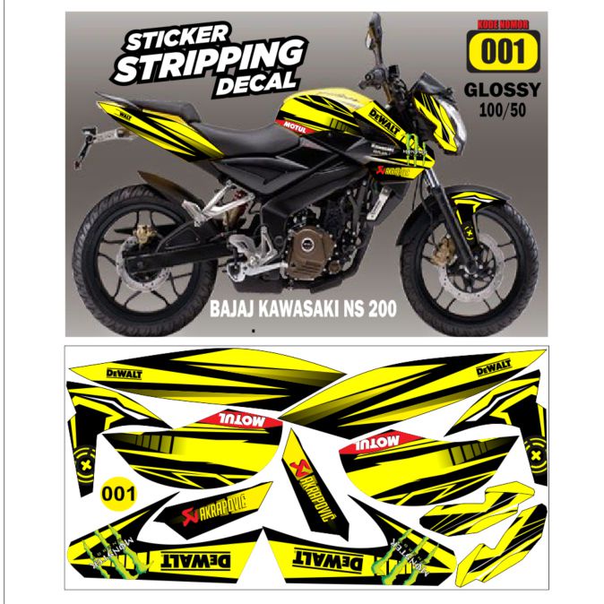Kawasaki Bajaj NS 200 striping decal stickers, glossy variations, all ...