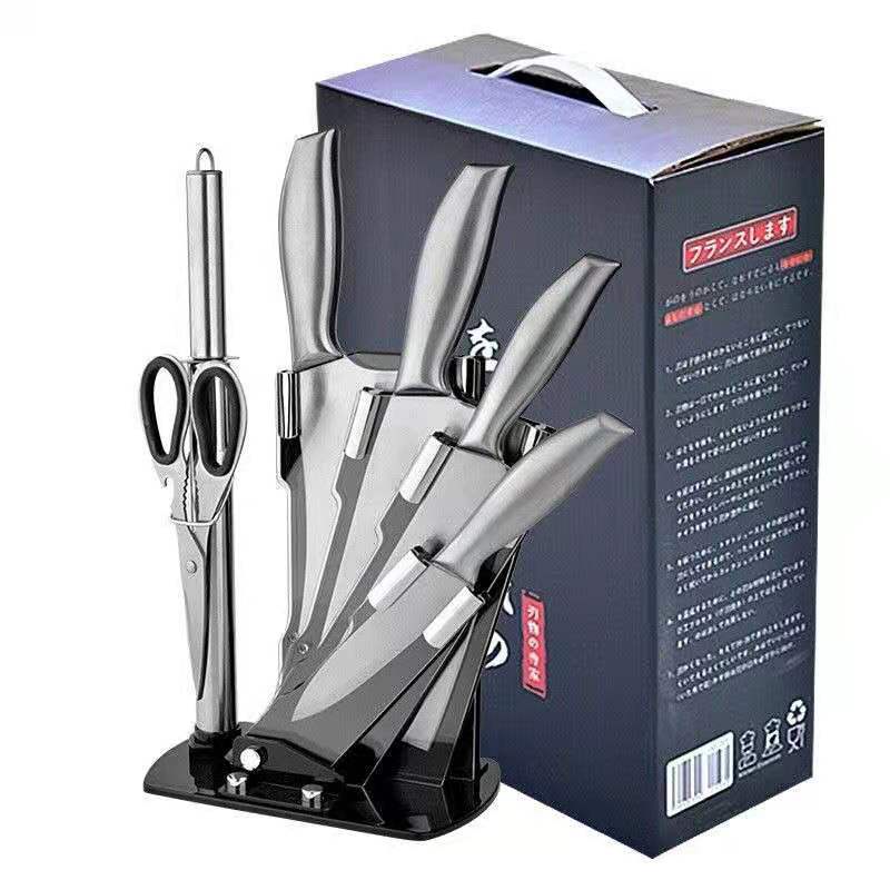 Kitchen Knife Set 6 PCS Pastel Colors Stainless Steel Chef Knife Bread ...