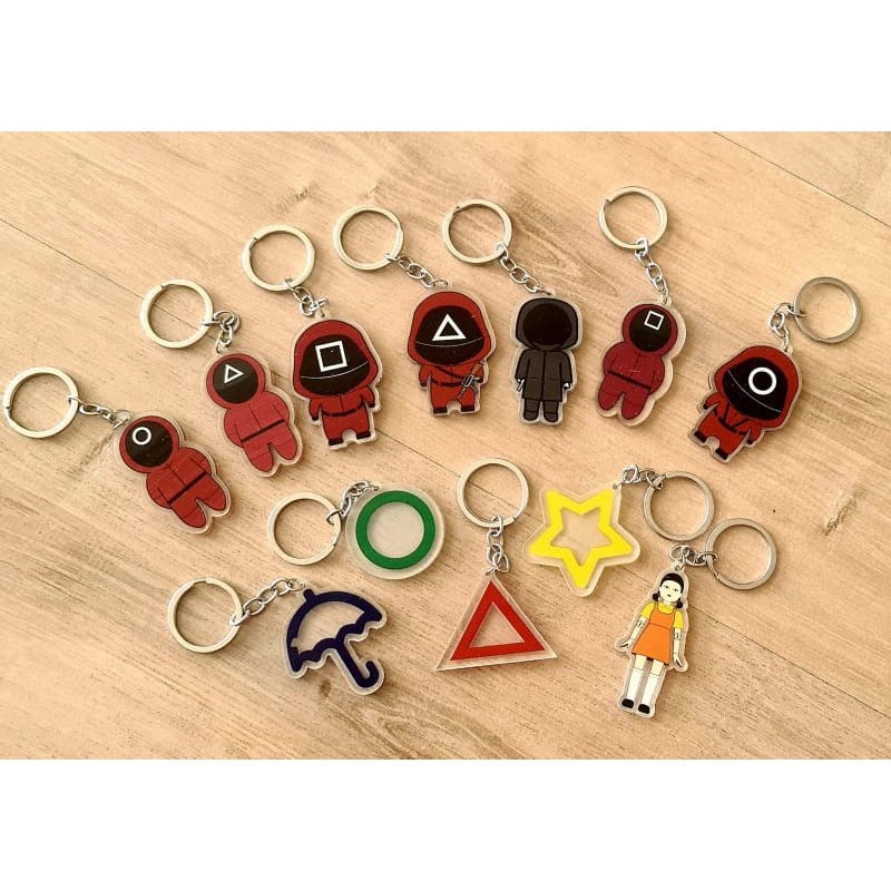 GANTUNGAN Acrylic Squid game Keychain Acrylic Squid game Animation ...