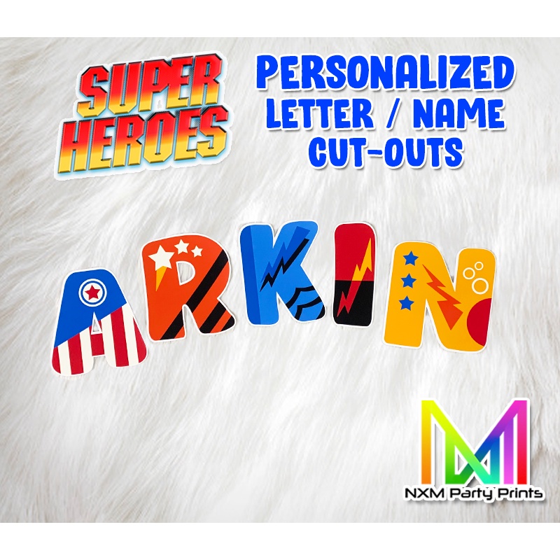 [1QTY = 1LETTER] SUPER HERO Name Letter Cutout Banner Backdrop diy ...