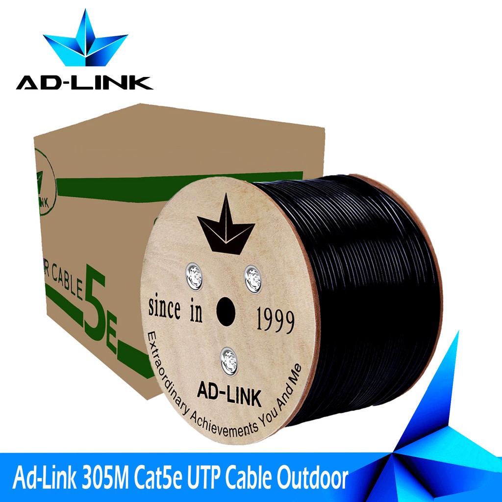 AD-LINK 305M Outdoor CAT5E UTP Cable Black 1000FT | Shopee Philippines