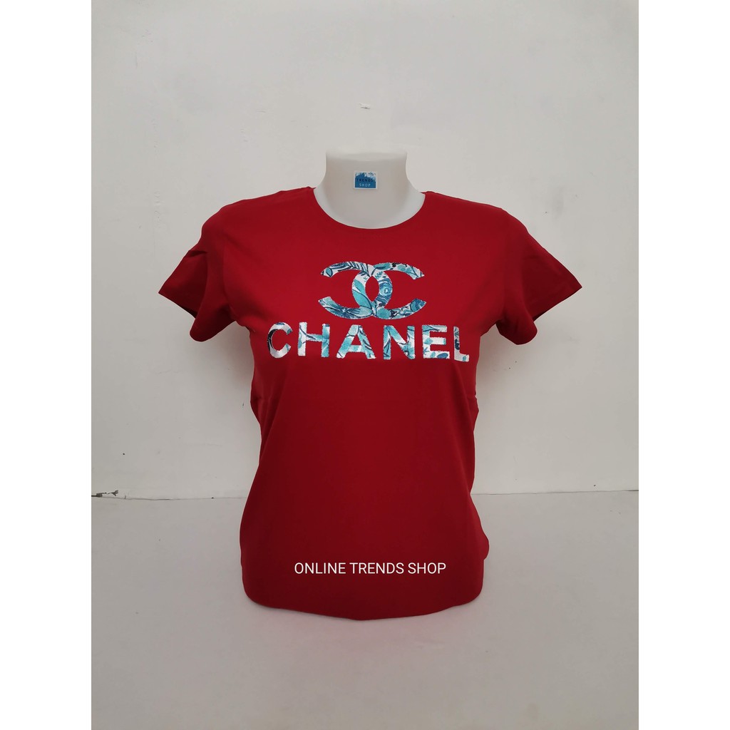 Cha n e l Women T-Shirt Sublimation Embroidery Overrun | Shopee Philippines
