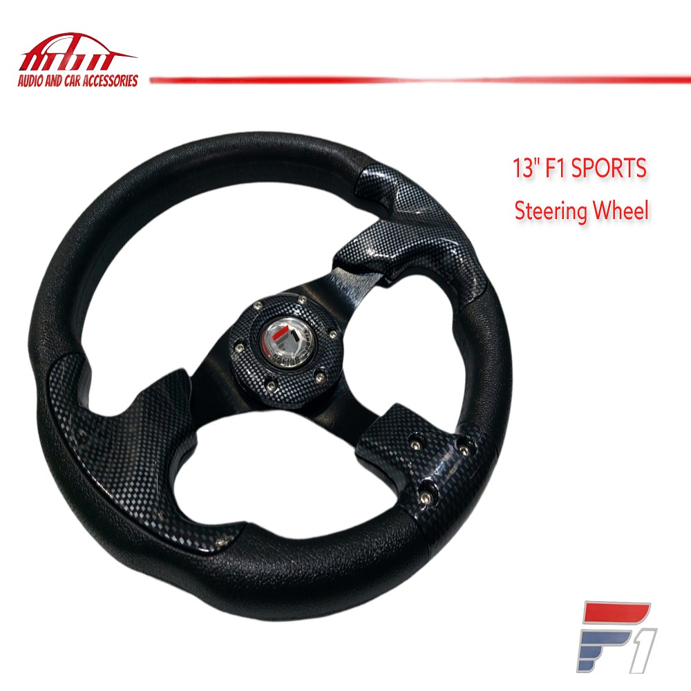 13" F1 Racing Sports Steering Wheel 5197 Black/Carbon, Universal Fit ...