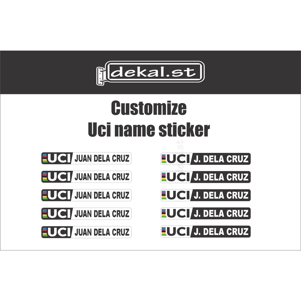 Customize UCI name sticker / bike sticker (gloss or glittered matte ...