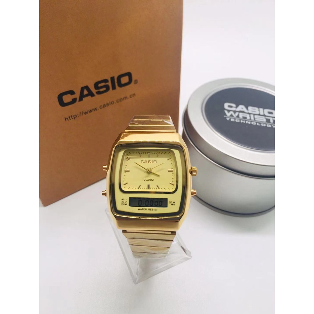 CASIO Vintage Dual Time Stainless Steel Unisex Watch C014 | Shopee ...
