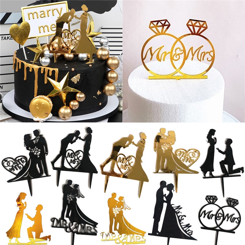 Acrylic wedding theme cake topper marriage proposal marriage valentine ...