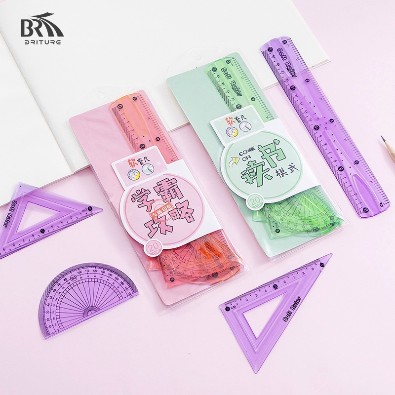 Four-piece Ruler Set Student Office Creative Cartoon Ruler Math ...