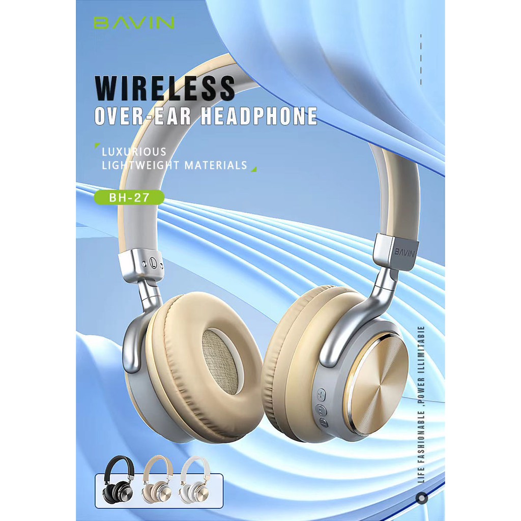 BAVIN Portable Wireless Bluetooth Headset 5.0 Foldable Head-mounted TWS ...