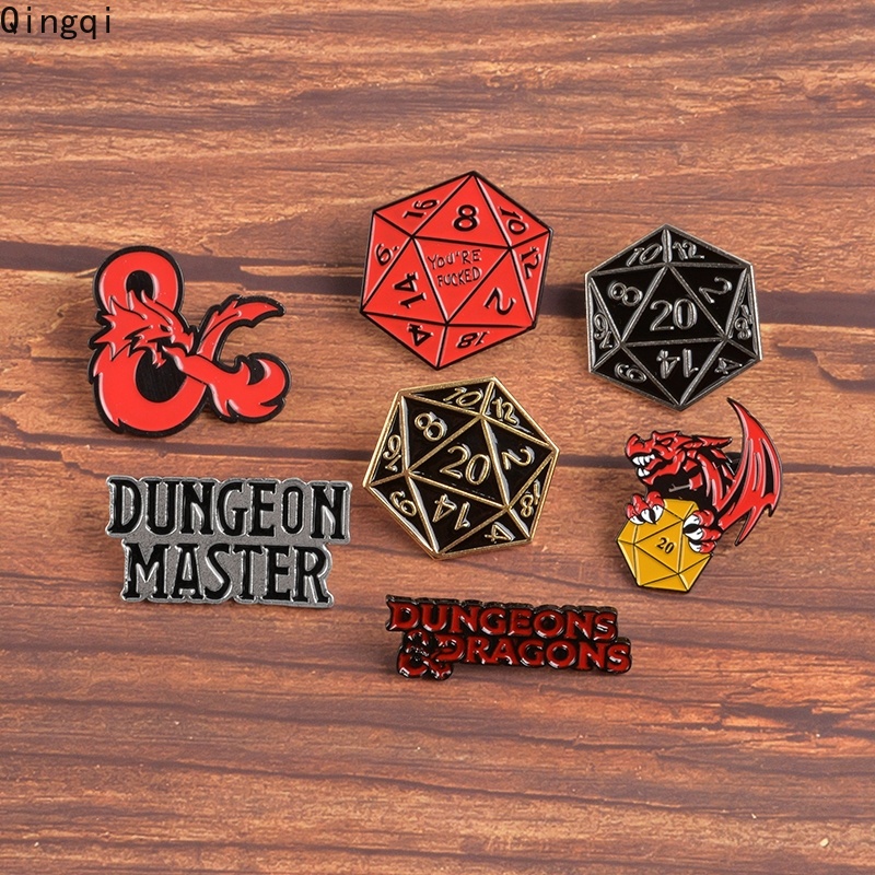 D20 Sided Dice Dungeons and Dragons Enamel Brooches Pin Lapel Pin Funny ...