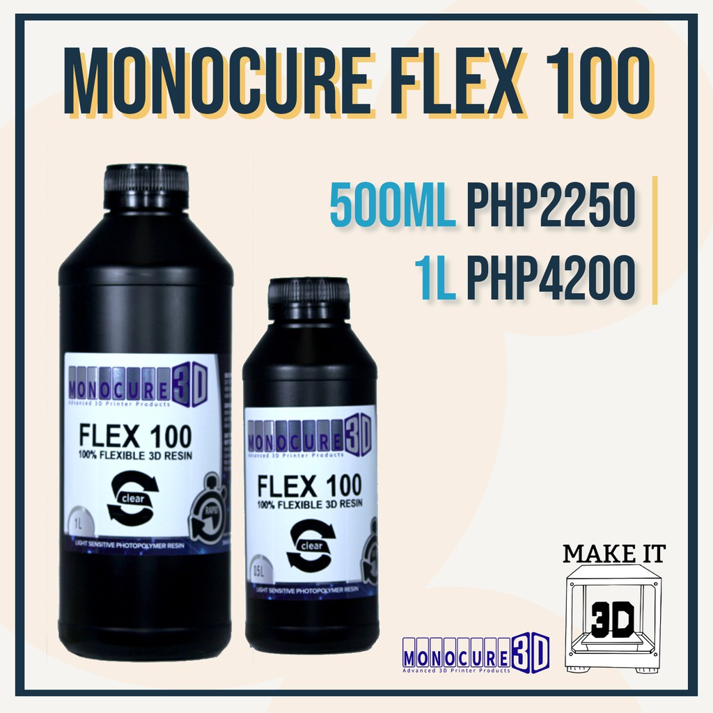 500mL / 1L Monocure Flex 100 405nm Photopolymer Flexible 3D Printing Resin | Shopee Philippines