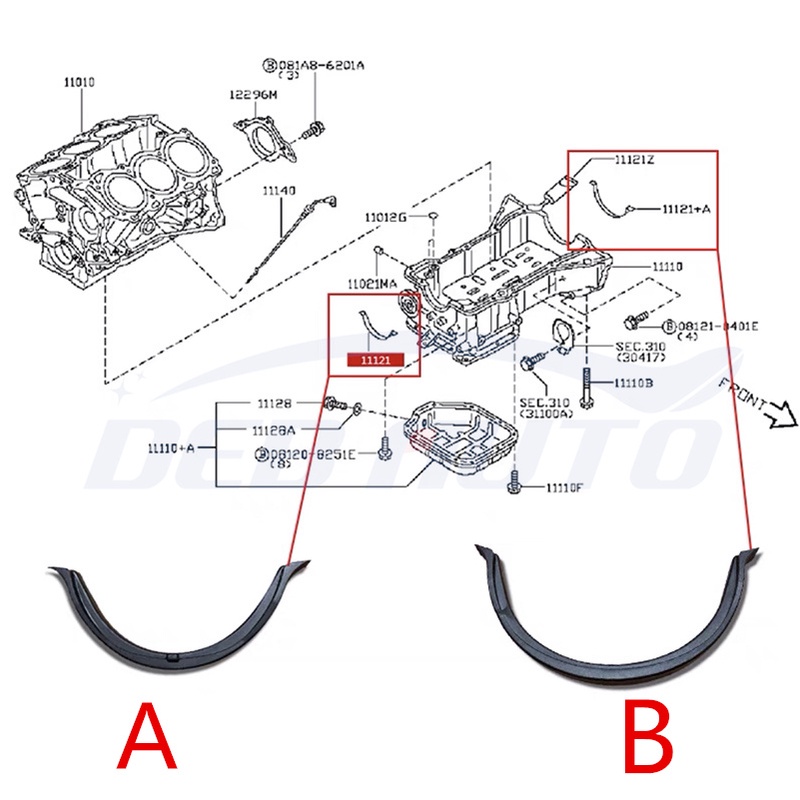 Engine aluminum oil pan gasket NISSAN TEANA J31 2.3/3.5 TEANA J32 2.5/3 ...
