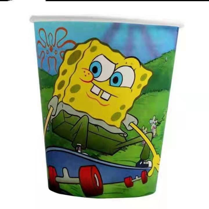 10 Pcs Cartoon character Spongebob disposable cartoon cutlery paper cup ...