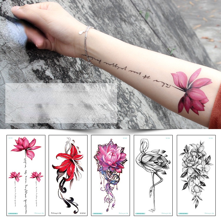 Color temporary tattoos waterproof temporary tattoo sticker flower ...