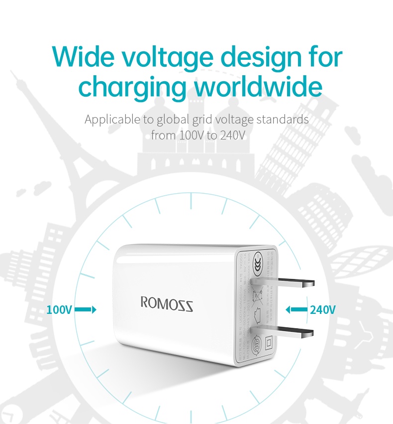 Romoss TK05S Mobile Travel Charger USB Power Adapter Compact and ...