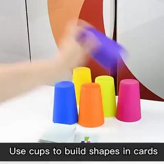 Double Battle Stacked Cup Game with Cards Montessori Toys Educational ...