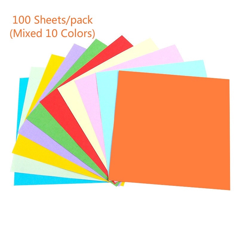 100 Sheets/pack New Mixed 10 Color Square Folding Papers Diy Origami ...