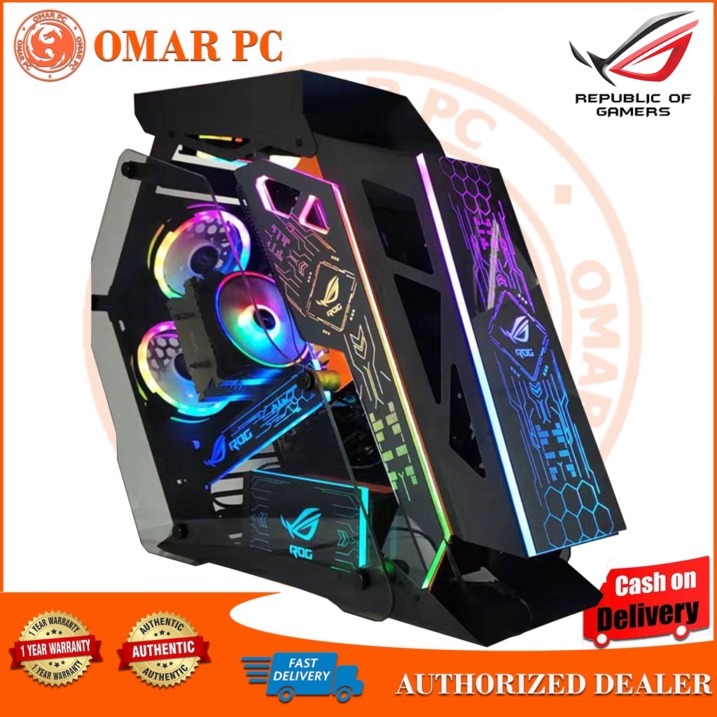 KEYTECH CYBORG ROG ROBOT GAMING PC CASE WHITE AND BLACK W/ 6FANS ...