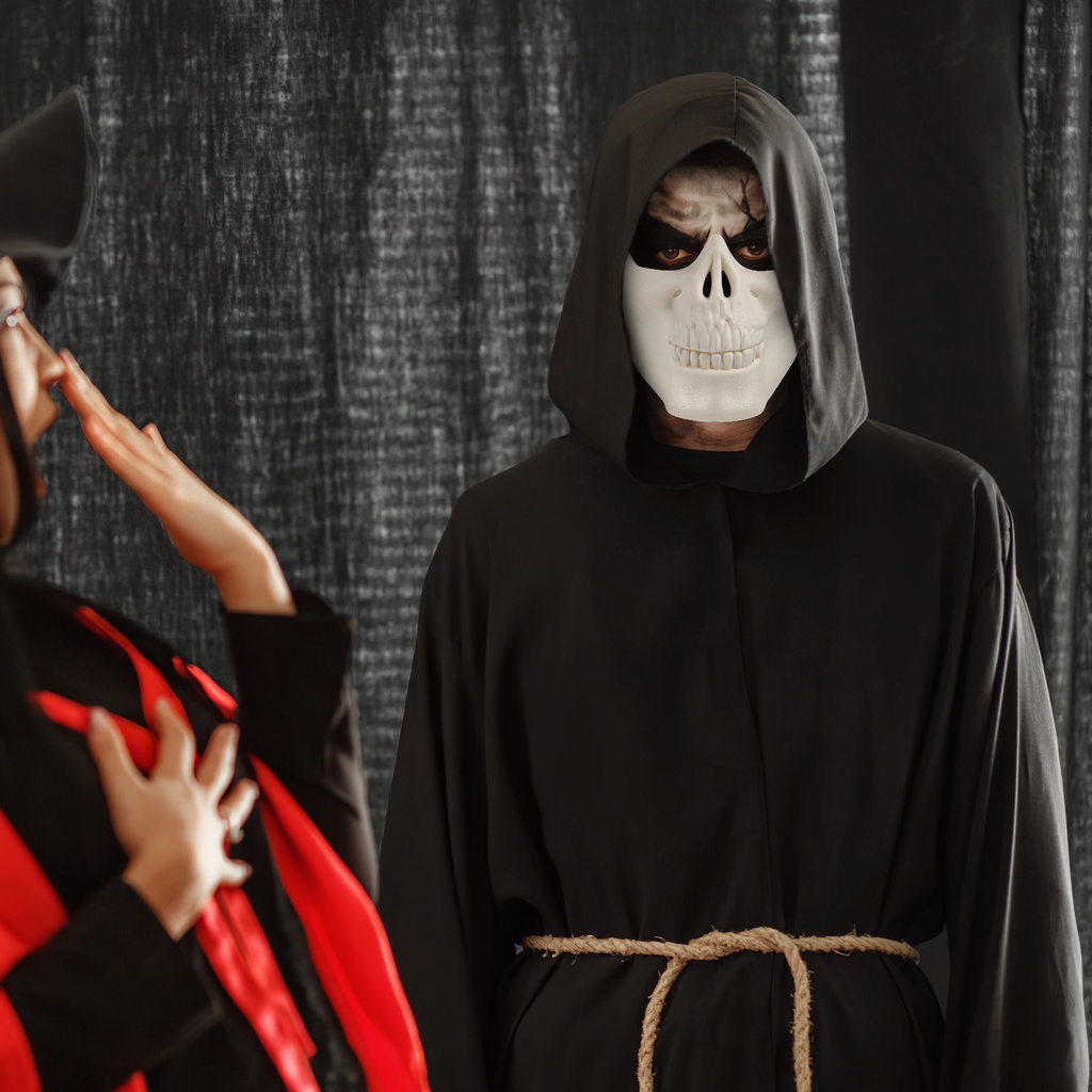 [READY STOCK] Halloween Purge Half Skeleton Mask Costumes for Kids ...