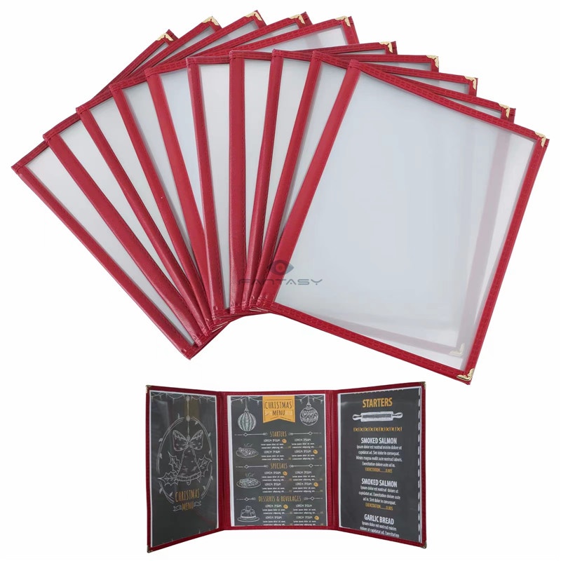 Foldable 3 Pages 6 Faces A4 Transparent Menu Covers Restaurant Menu ...