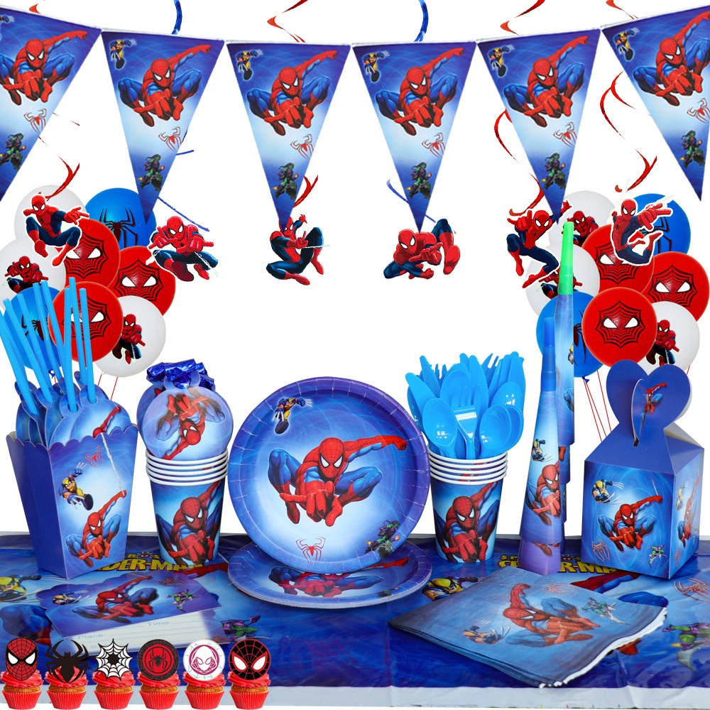 [COD] Spider-Man Theme Birthday Paper Plate Paper Cup Paper Towel Knife ...