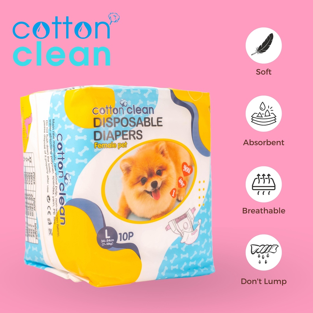 Cotton Clean Dog Diapers 10pcs Disposable Female Dog Diaper High ...