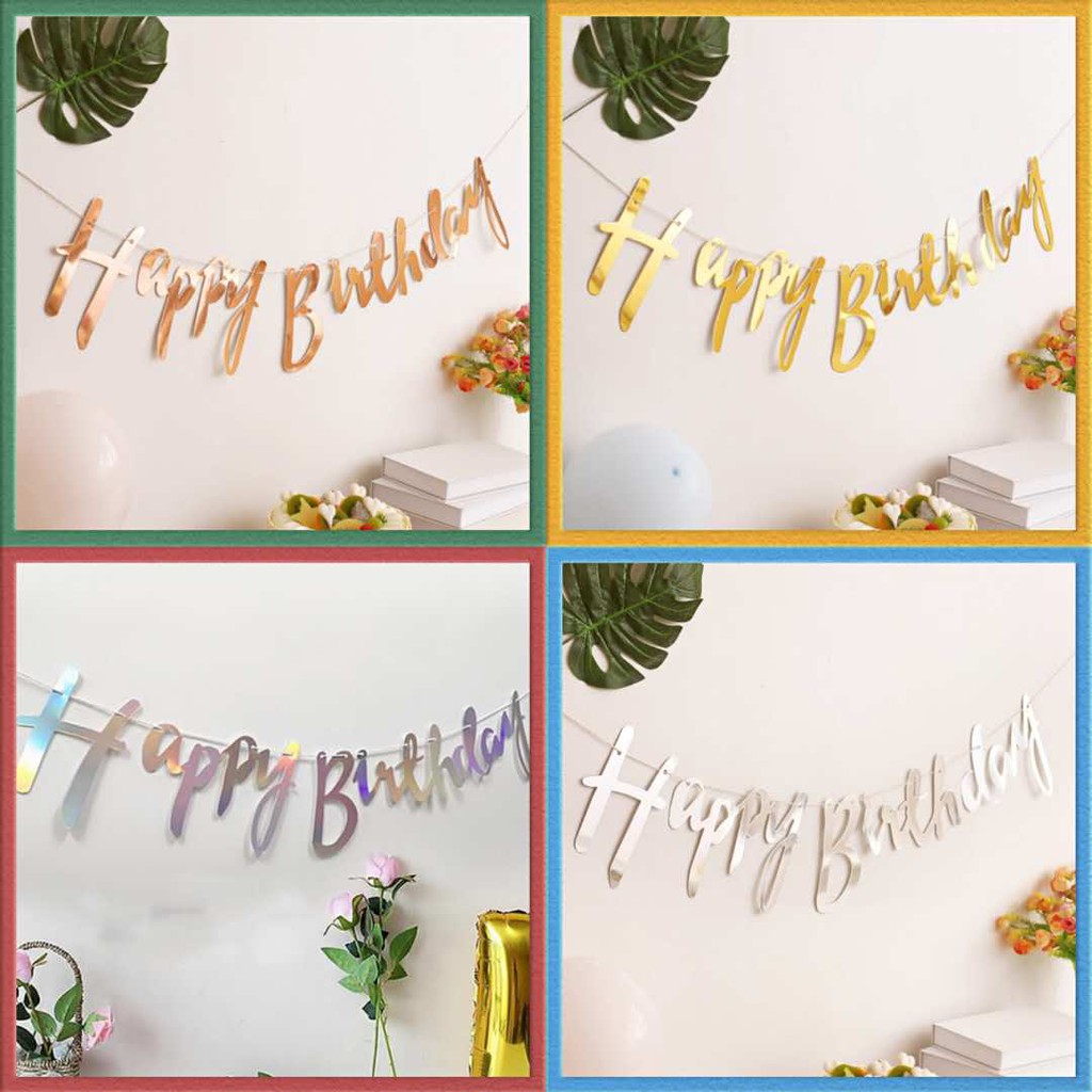 Handwrite gilding Happy birthday letters conjoined party decoration ...