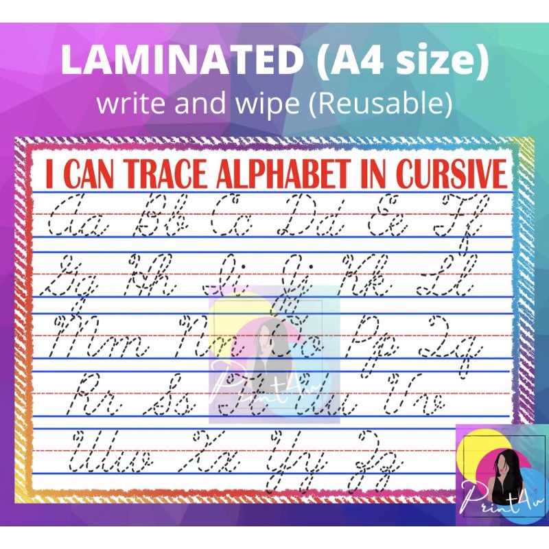Cursive Tracing name alphabet letters reusable waterproof | Shopee ...