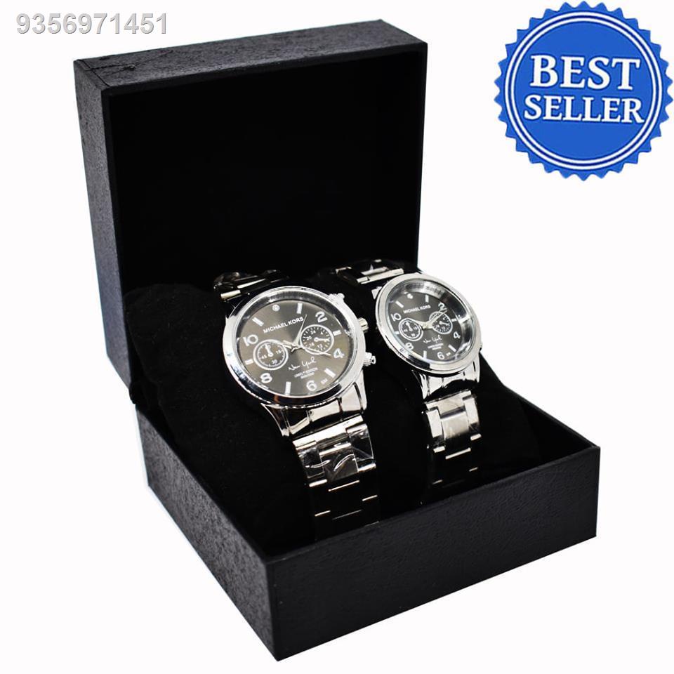 Michael Kors 2 Chronograph Black Dial Stainless Steel Watch Couple ...