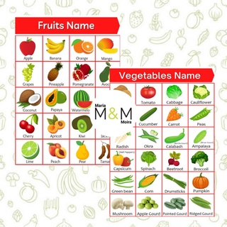 LAMINATED Fruits & Vegetables Chart | A4 Size | Educational Wall Chart ...